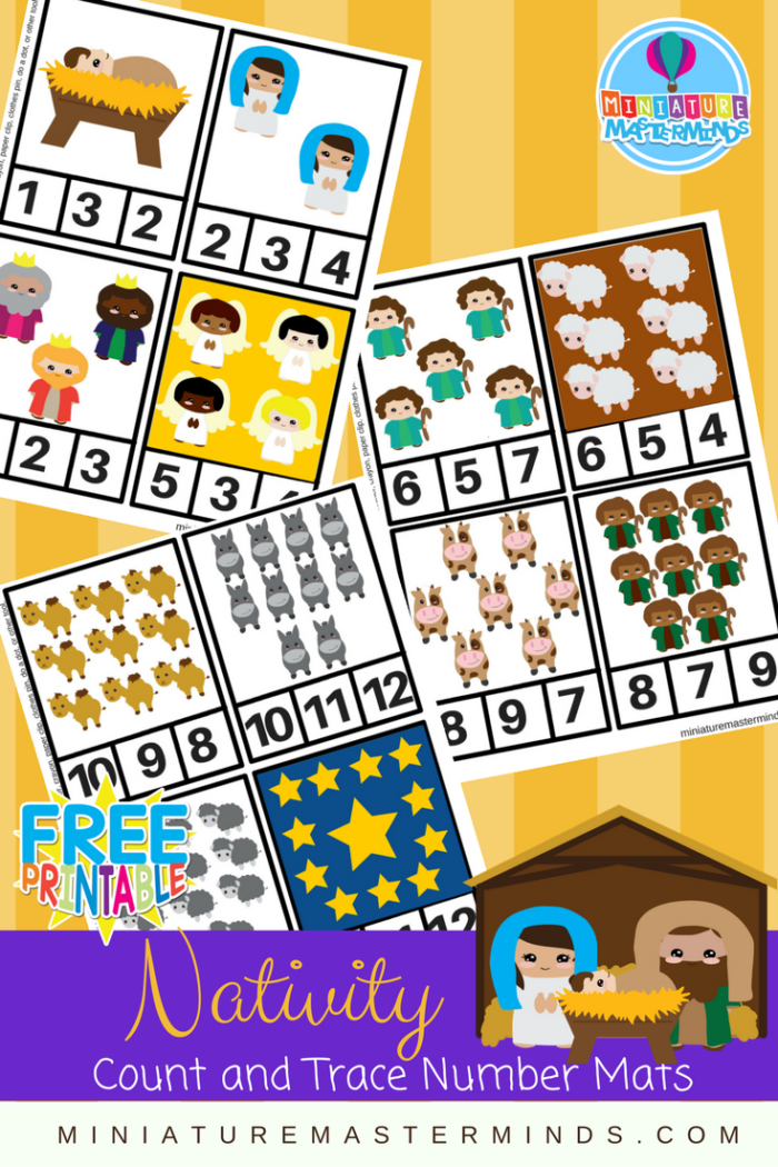 Nativity Preschool Clip Counting Cards 1 to 12 – Miniature Masterminds