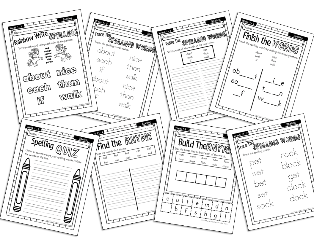 Spelling first grade social Miniature Masterminds Spelling first grade social Miniature Masterminds