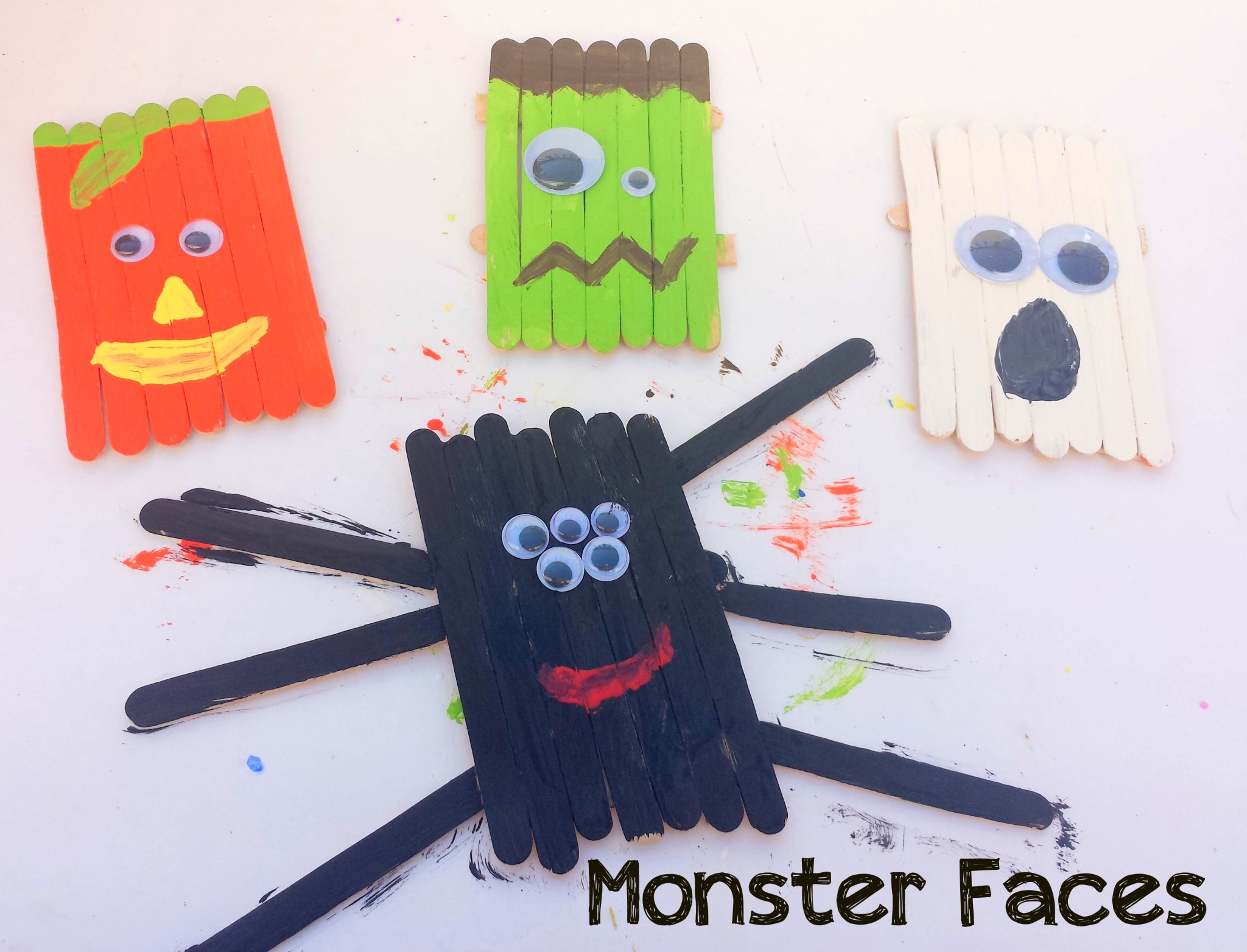 The Popsicle Stick Monster Faces – Kid Craft – Miniature Masterminds