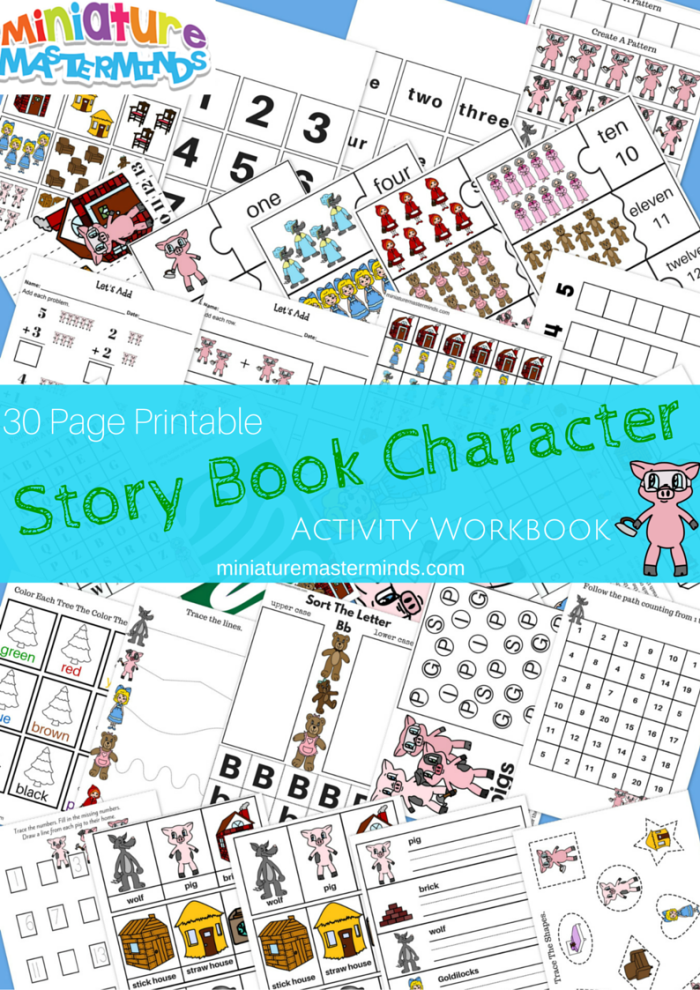 Story Book Characters 30 Pages Printable Activity Book – Miniature ...