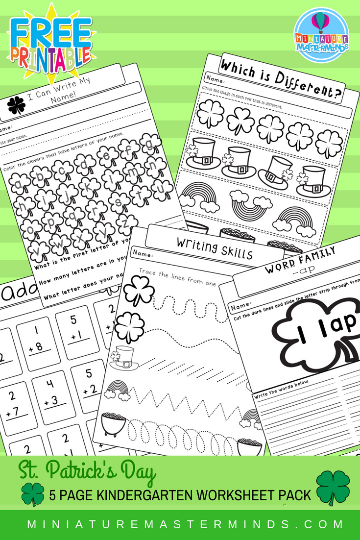 St Patricks No Prep Worksheet Pack 5 Pages – Miniature Masterminds