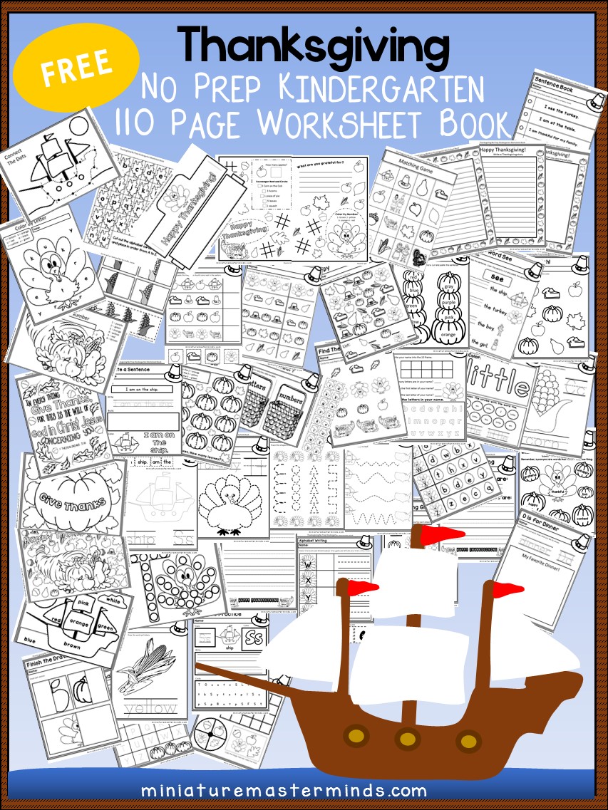 Thanksgiving No Prep Kindergarten – Miniature Masterminds