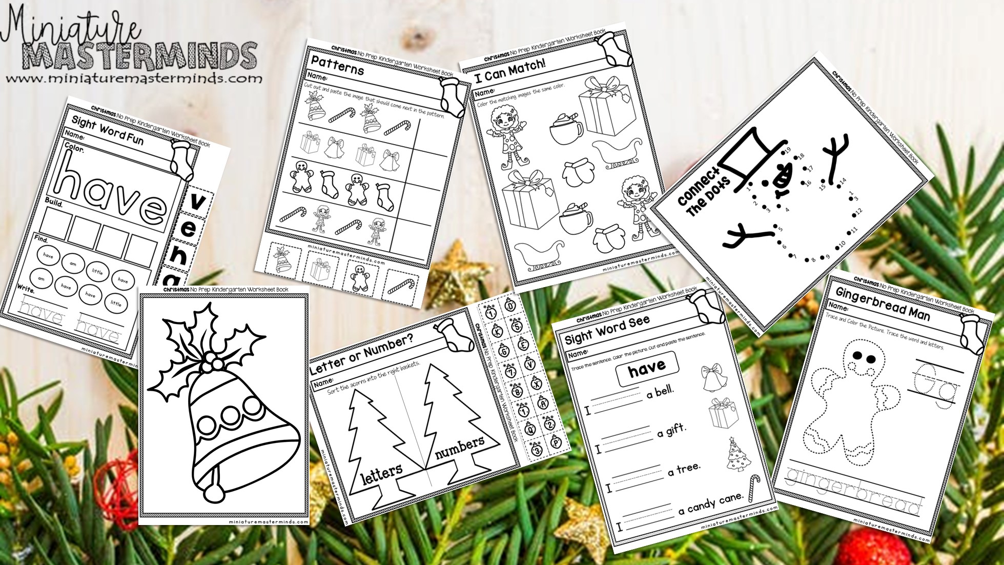 150 Page No Prep Kindergarten Worksheet Book Free Download – Miniature ...