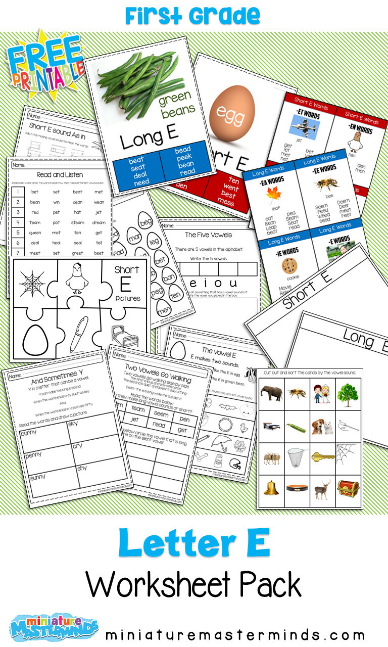 Vowel E Practice Pack – Miniature Masterminds